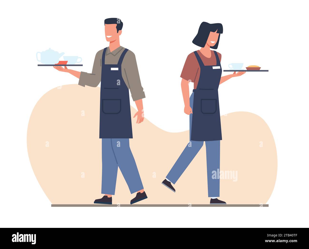 Woman waiter in cafe Cut Out Stock Images & Pictures - Alamy