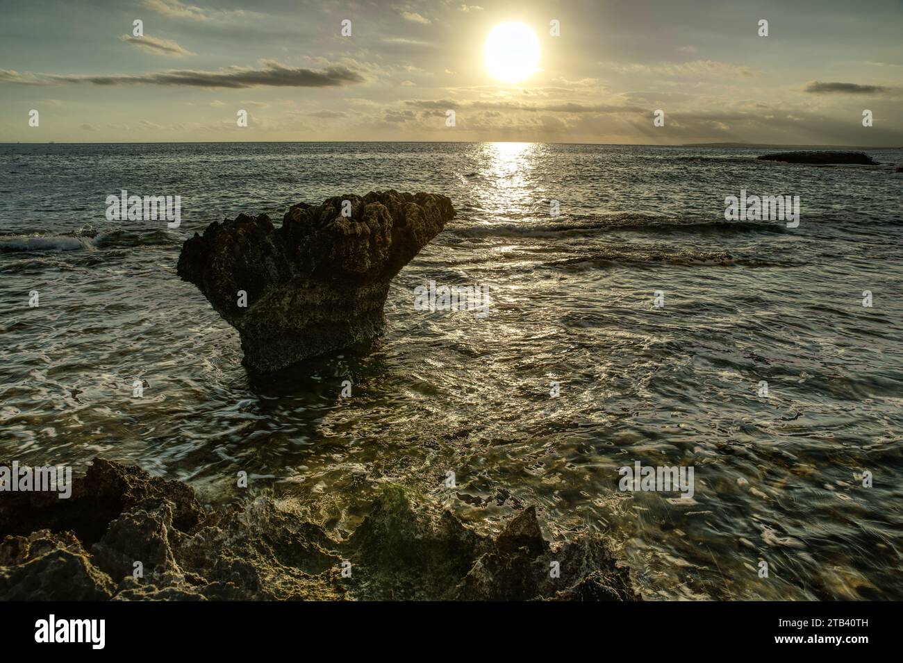 Splendid summer sunset with cloudy sky at rocky Cypriot coast Stock ...