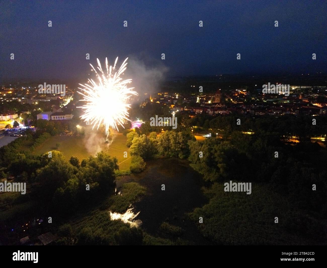 Fireworks in Teterow at the city festival, Germany Stock Photo - Alamy