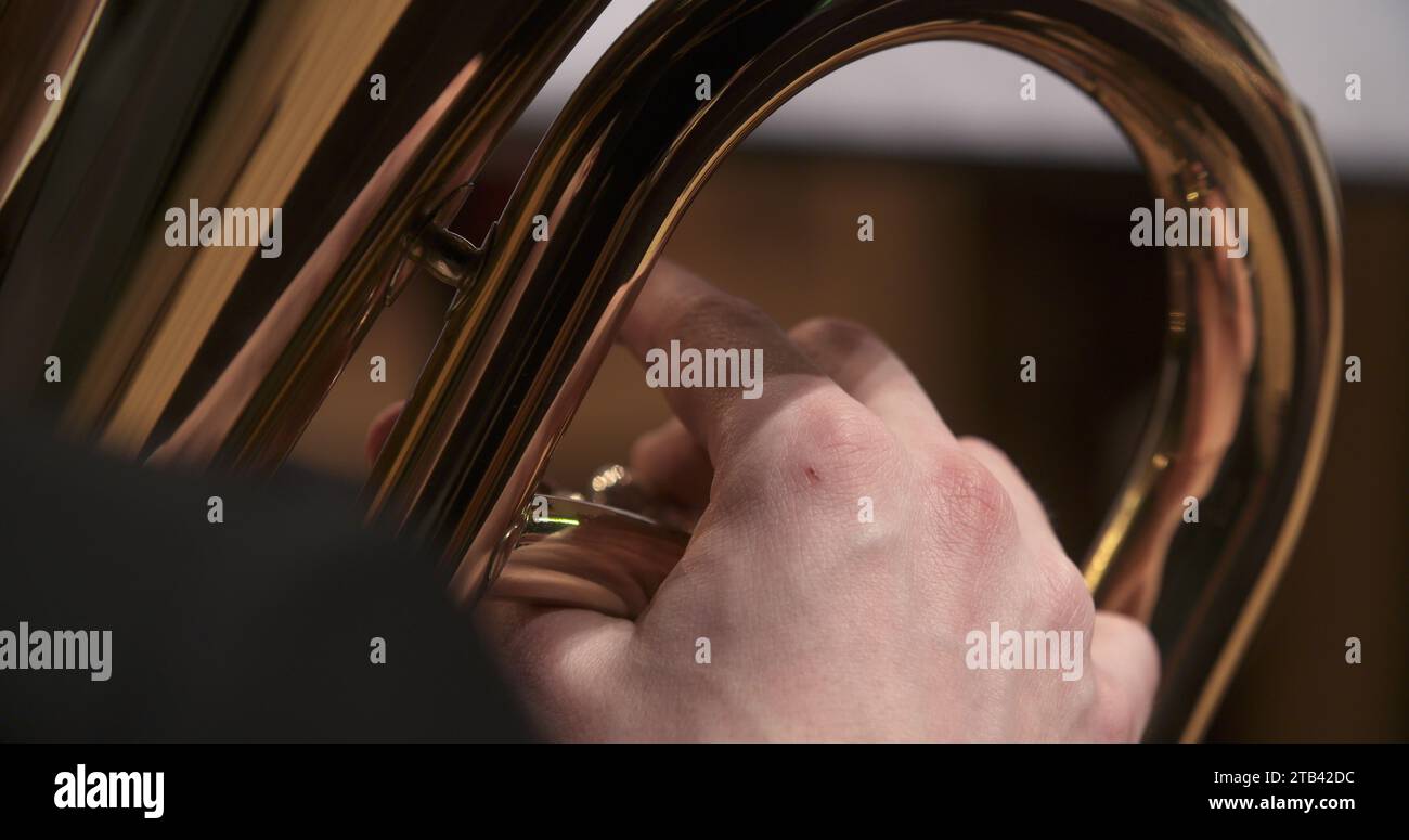 musician playing trumpet at concert Stock Photo - Alamy
