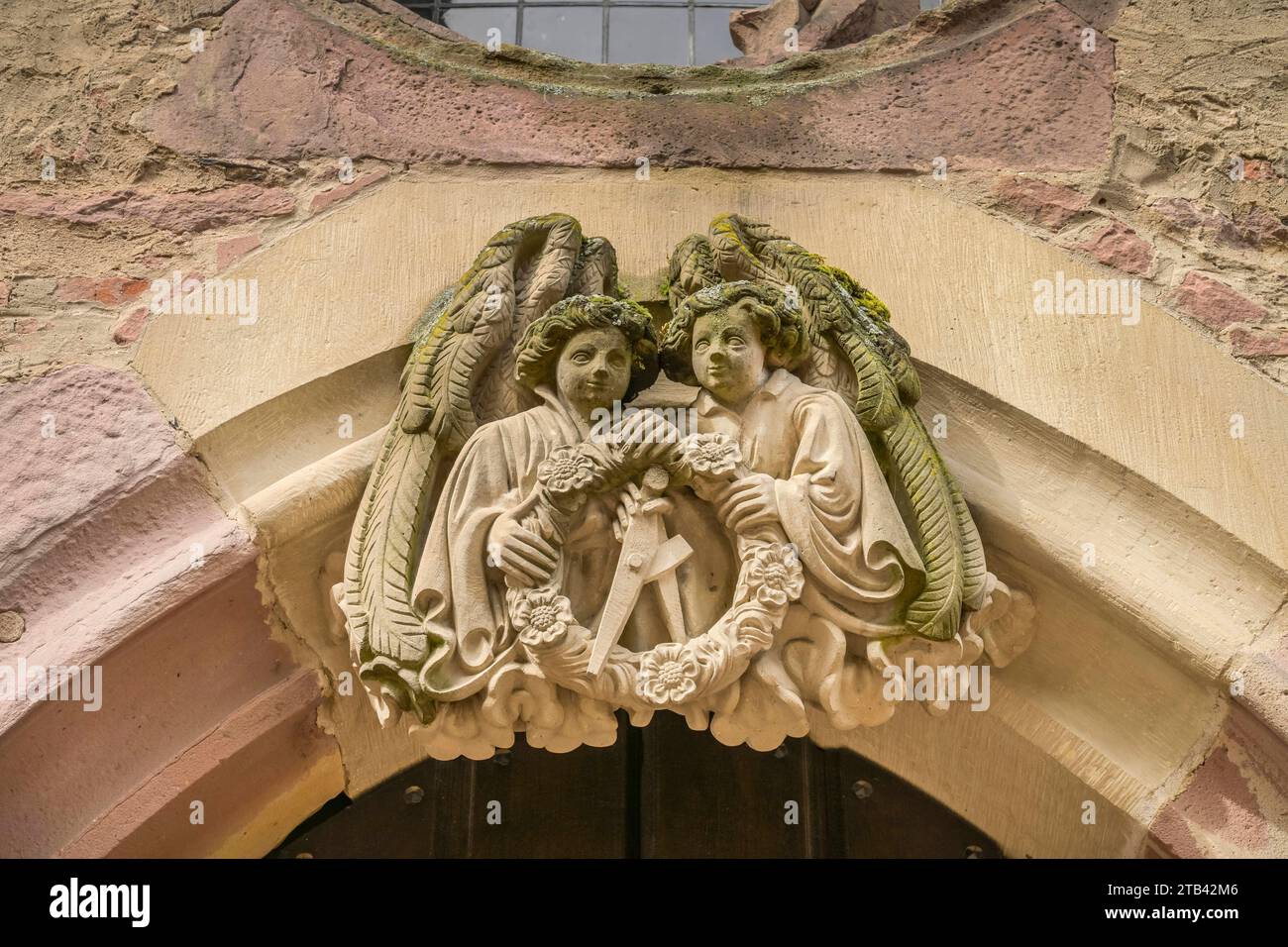 Figur, Engel, Zirkel, Freimaurersymbol, Schloss Heidelberg, Baden ...