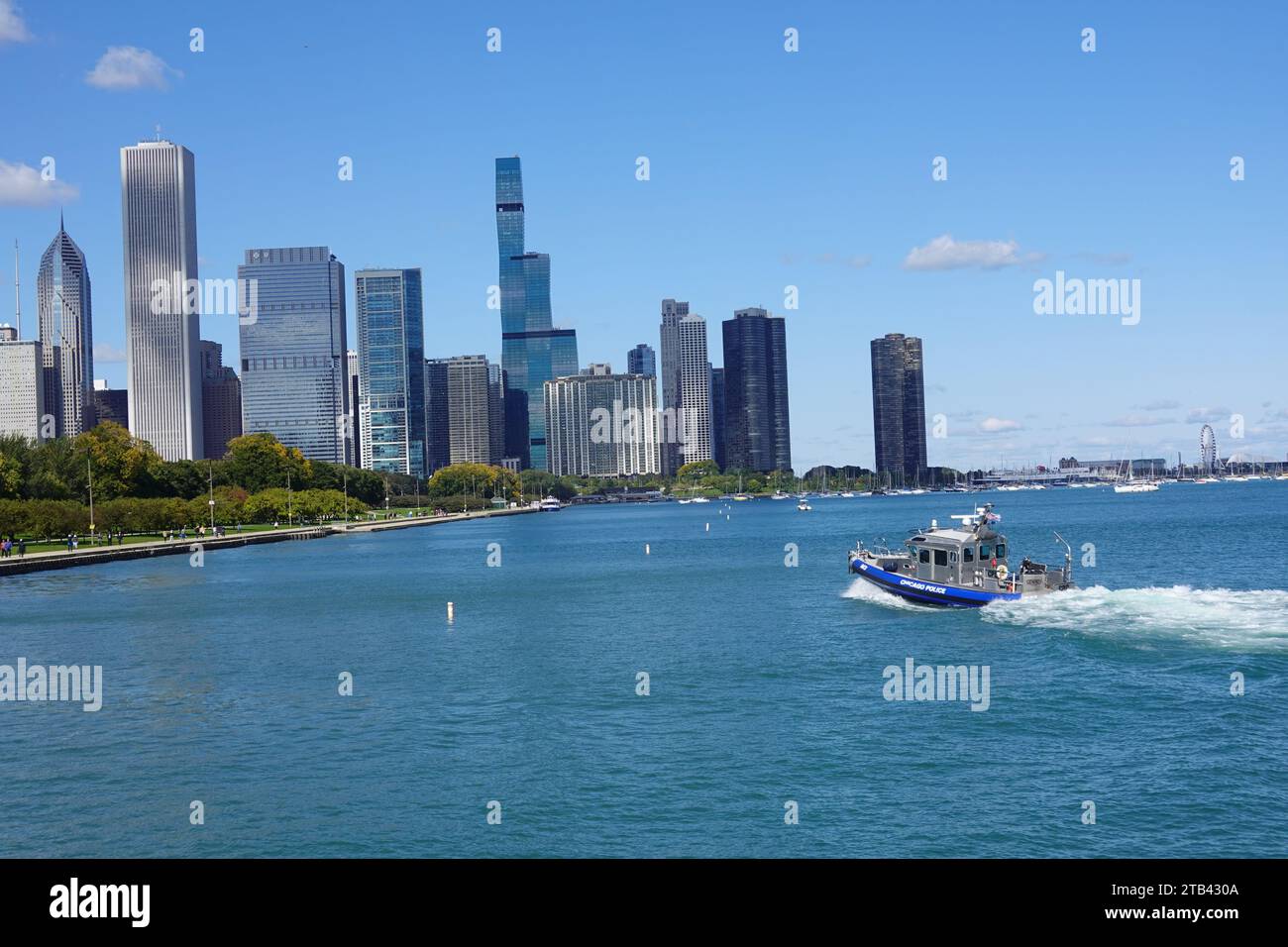 Chicago police boat on Lake Mitchigan, Chicago, Illinois, USA Stock ...