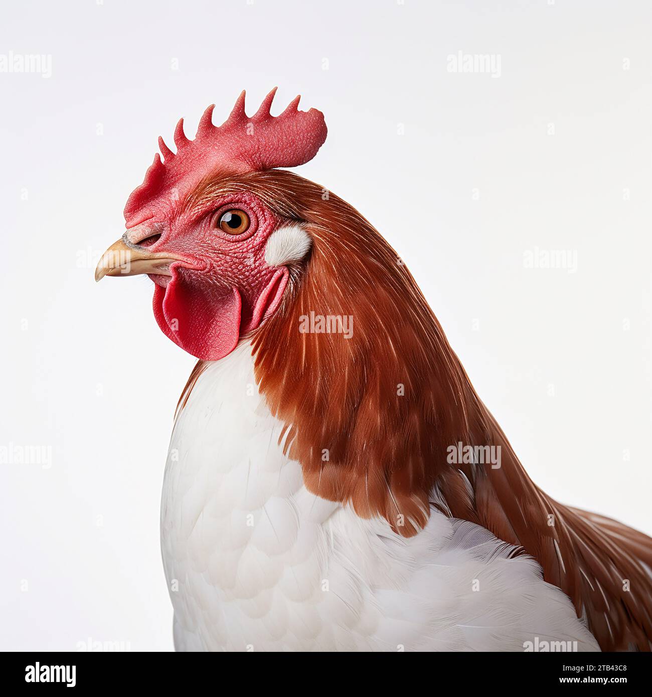 Colorful free range male hen portrait isolated on white background ...