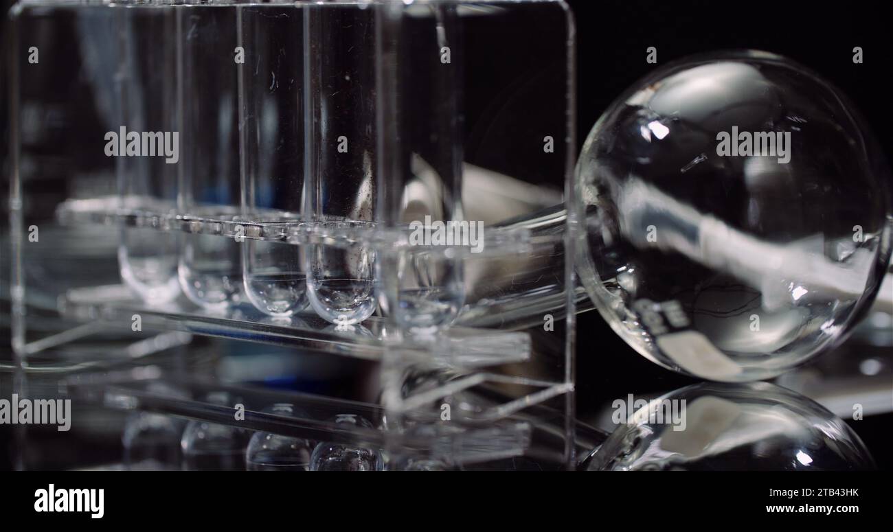 Laboratory Equipement: Syringe and Medicine, Test Tubes and Flasks ...