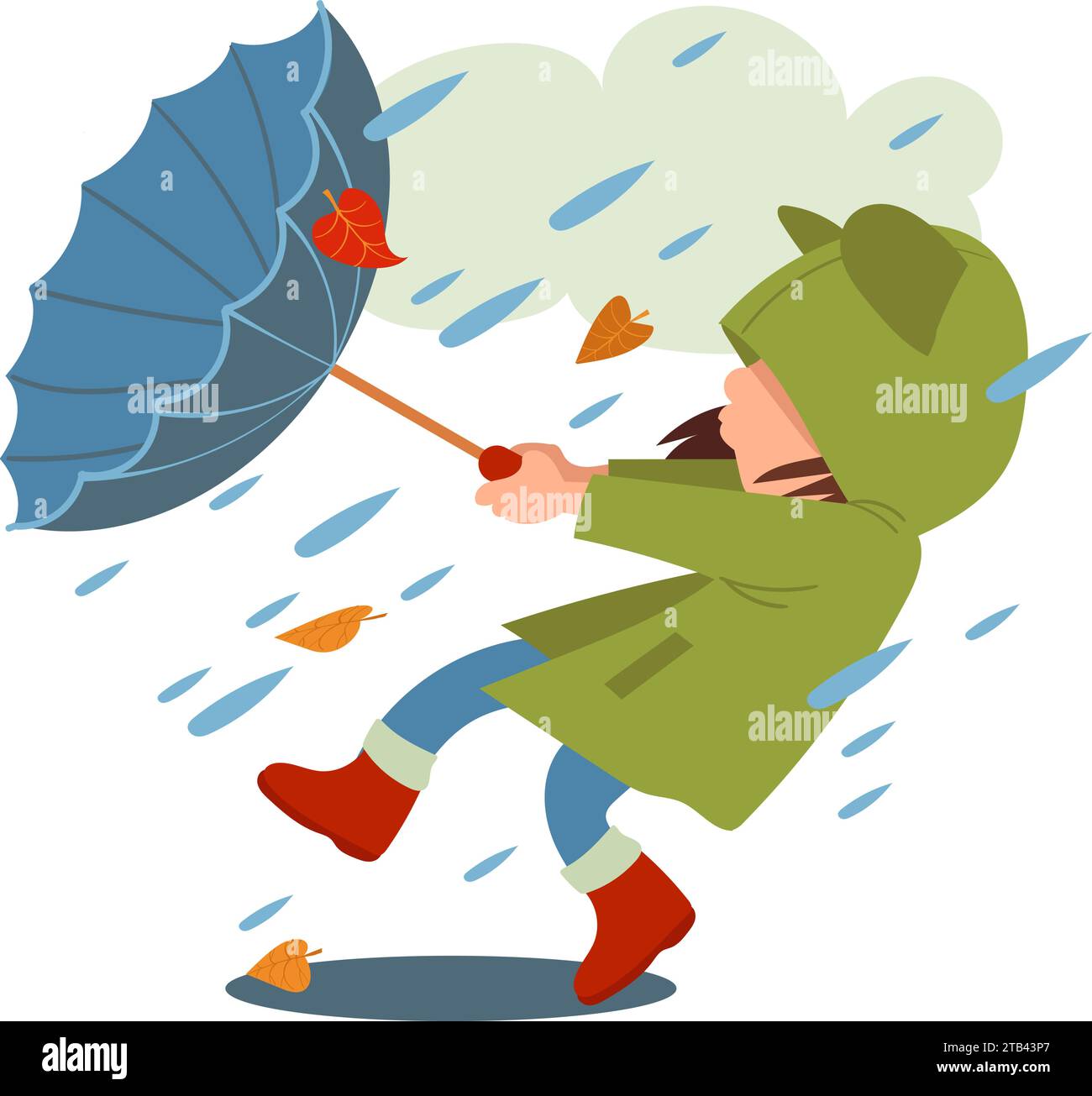 Walking into wind and rain Stock Vector Images - Alamy