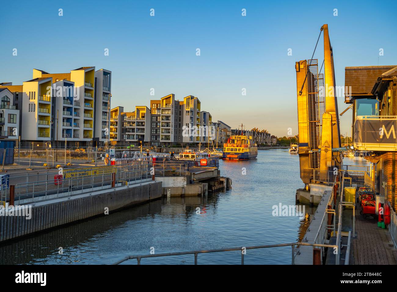 Ship exiting the lock at Chatham Maritime Marina, Chatham Kent Stock ...