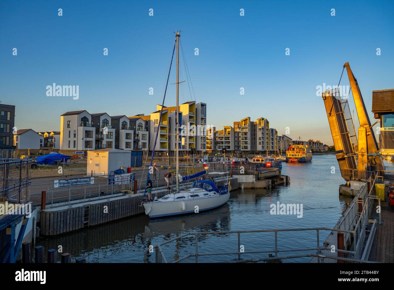 Yacht entering the lock at Chatham Maritime Marina, Chatham Kent Stock ...