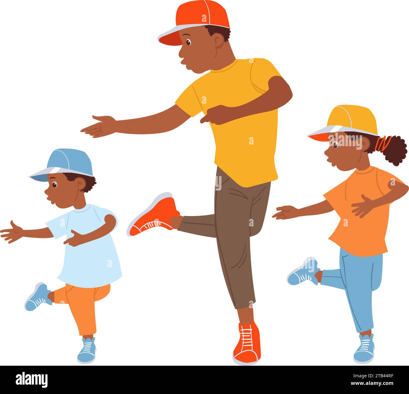 Father with kids. Joyful family dancing together. African man and ...