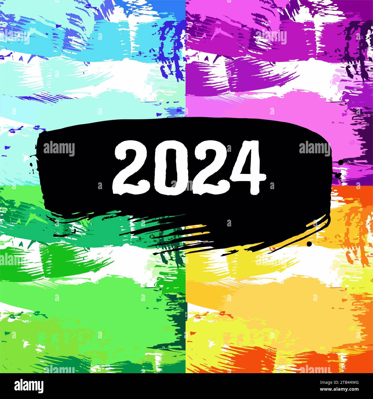 Page of background with text 2024 year. Square colorful background ...