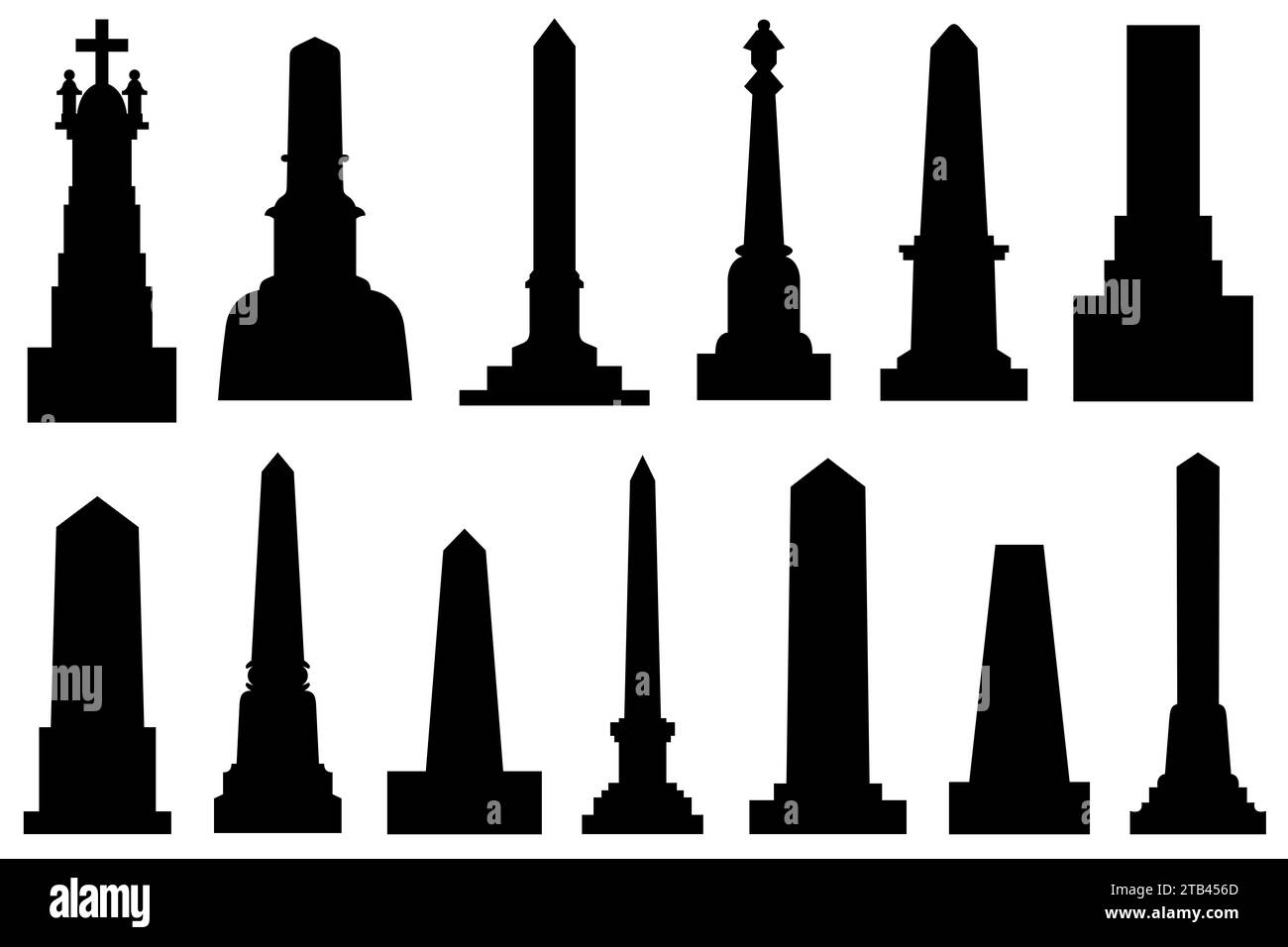 Group of different obelisks isolated on white background Stock Photo ...
