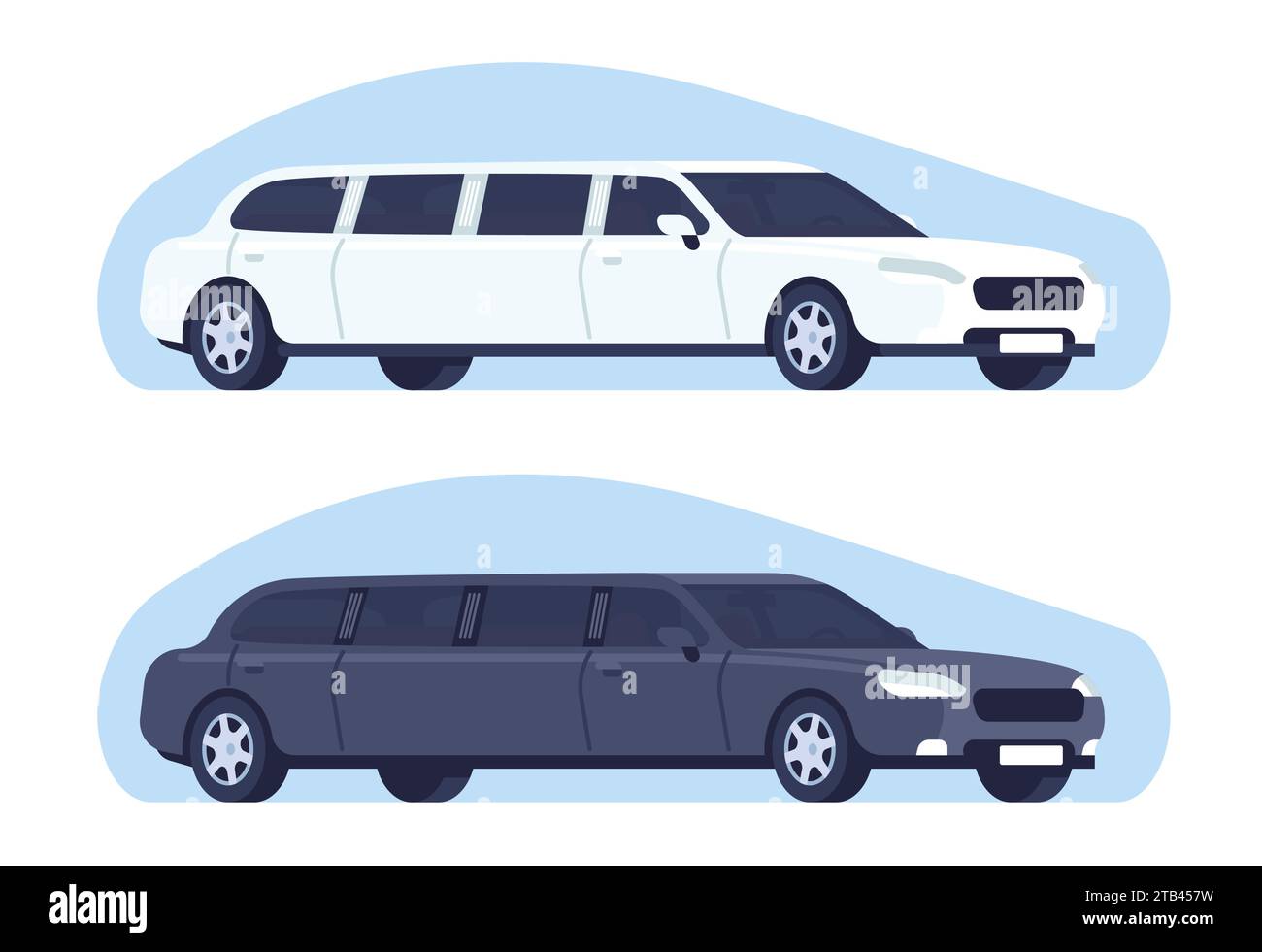 White and black limousines. Luxurious automobiles. Cars driving. Auto ...