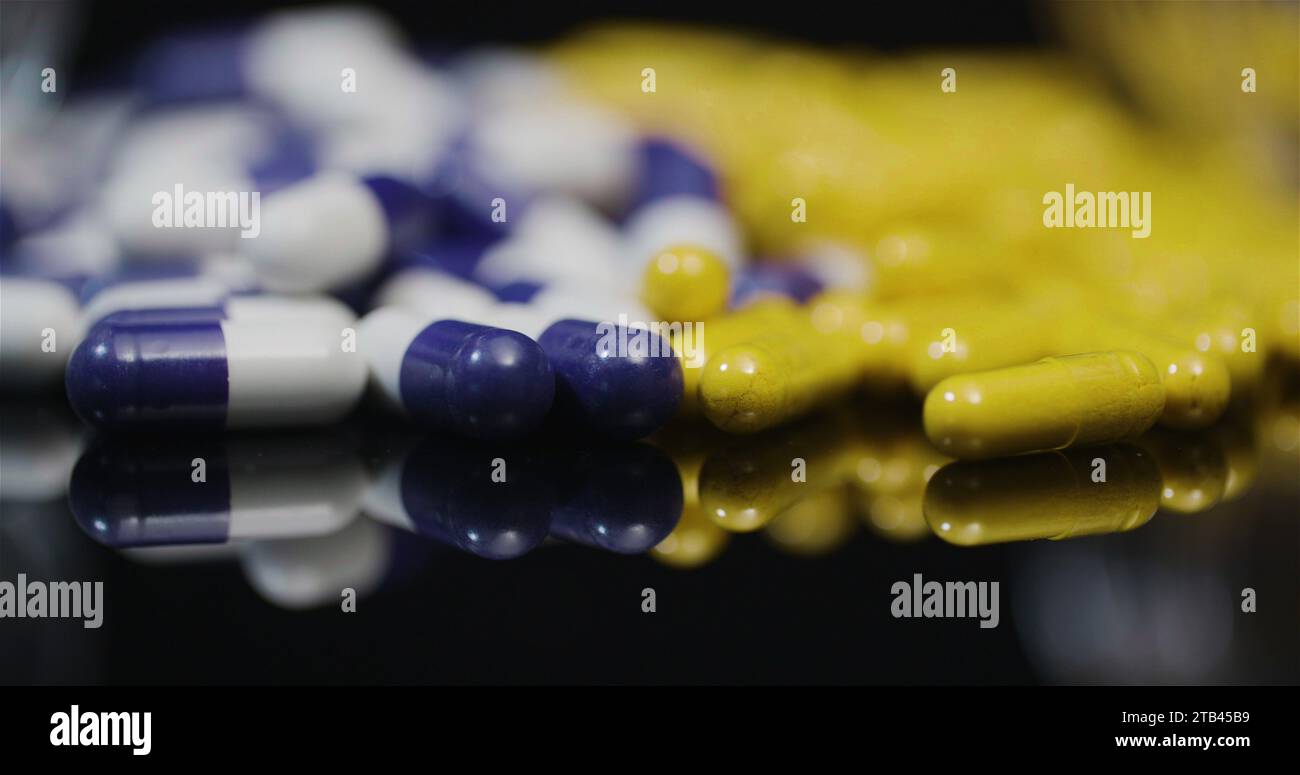 Medical tablets and pills rotating, pharmaceutical industry Stock Photo ...