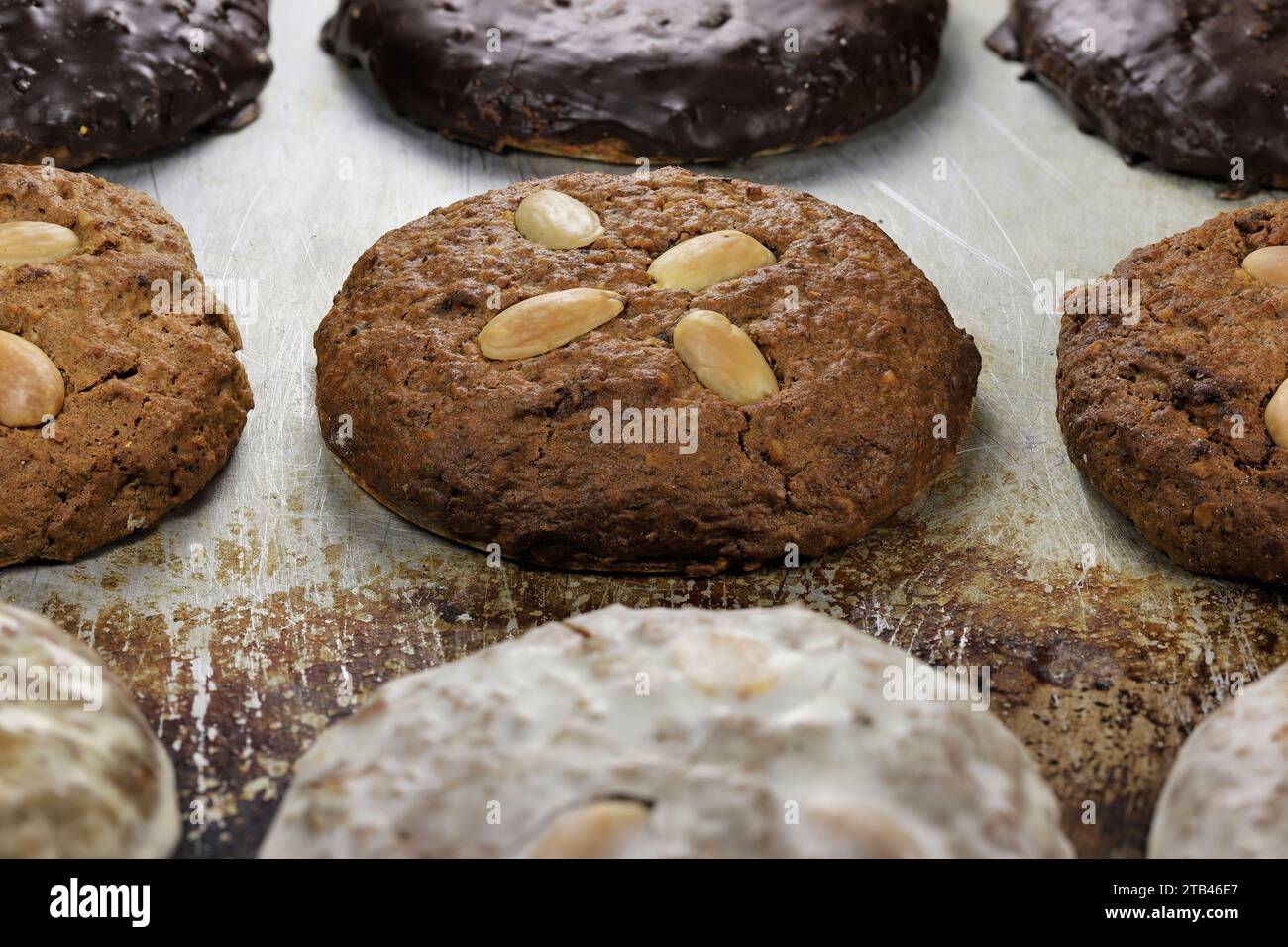 Original Nuremberg Elisen type Lebkuchen (gingerbread) on a vintage ...