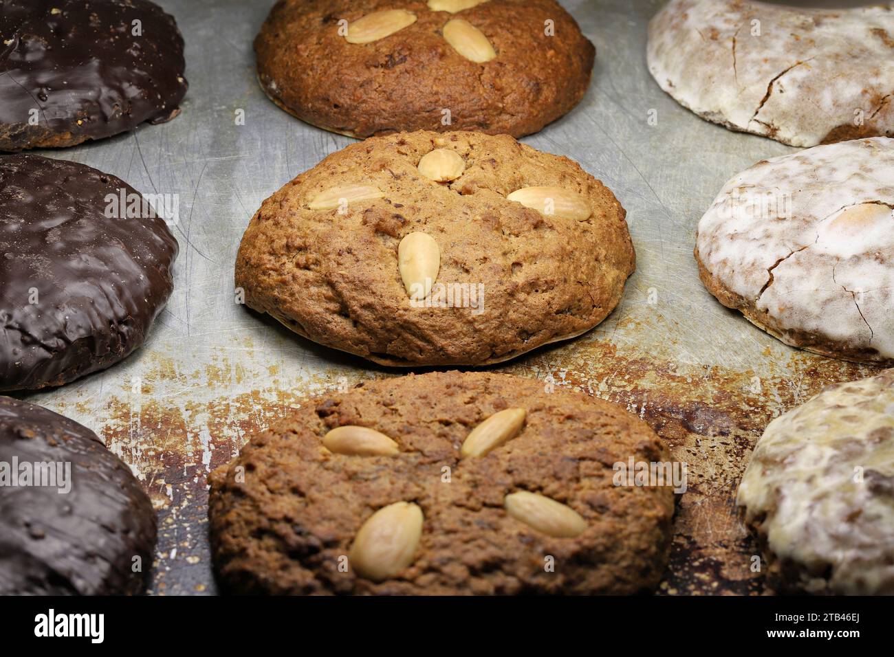 Original Nuremberg Elisen type Lebkuchen (gingerbread) on a vintage ...