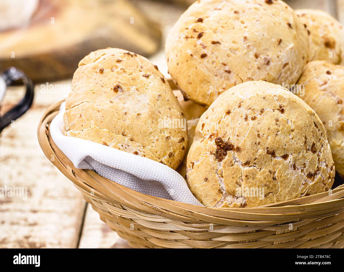 bowl full of traditional brazilian cheese bread or cheese biscuit ...