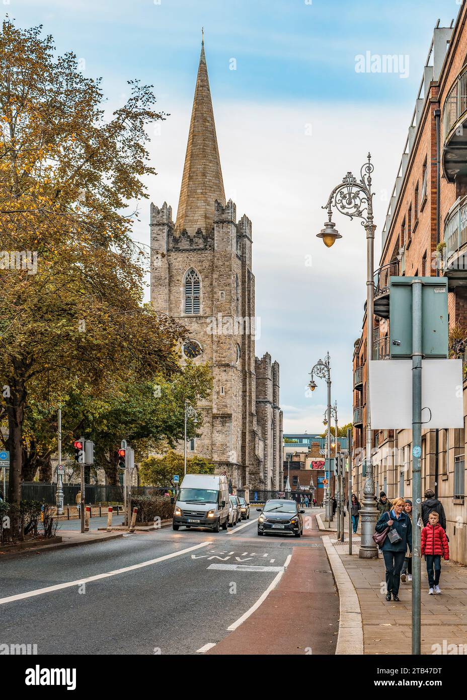 St Patrick's Cathedral from outside, Patrick Street, Dublin, Ireland ...