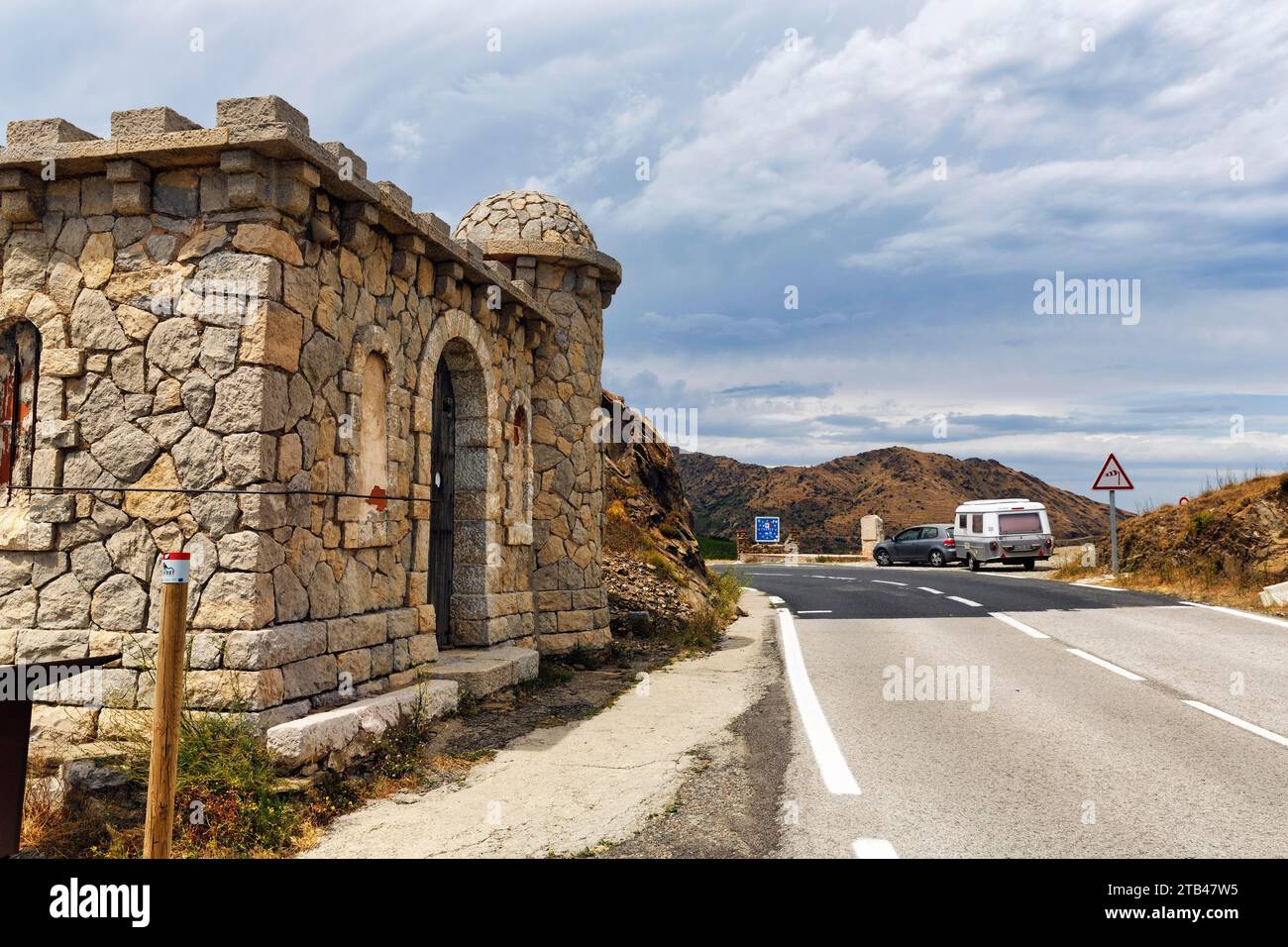 Border house on the coastal road from Portbou to Cerbere, border ...