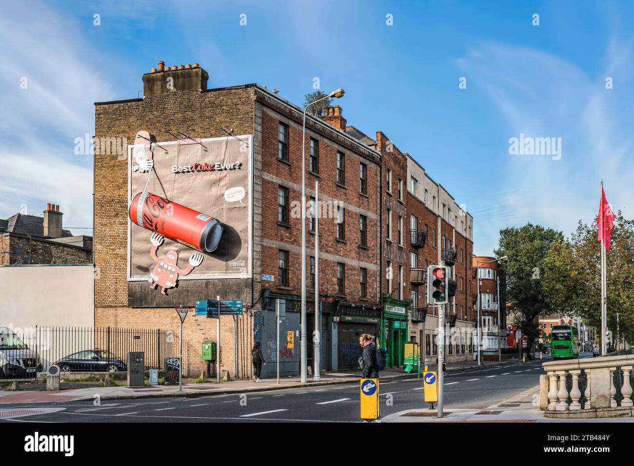 An advertising poster installation of Coca-Cola at Dublin’s quay Stock ...