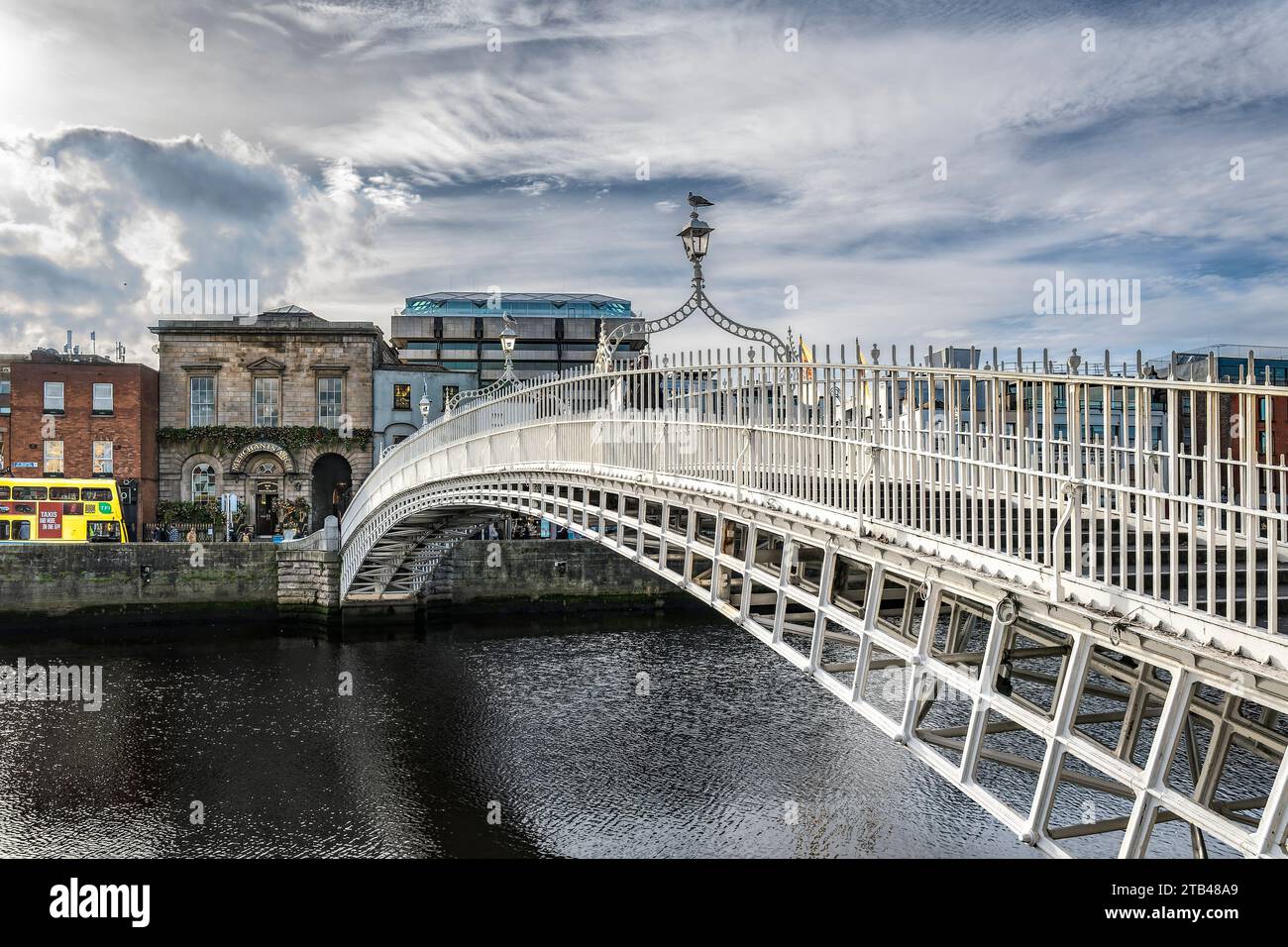 Pedestrian Half Penny Bridge (Ha'penny Bridge), which crosses the River ...