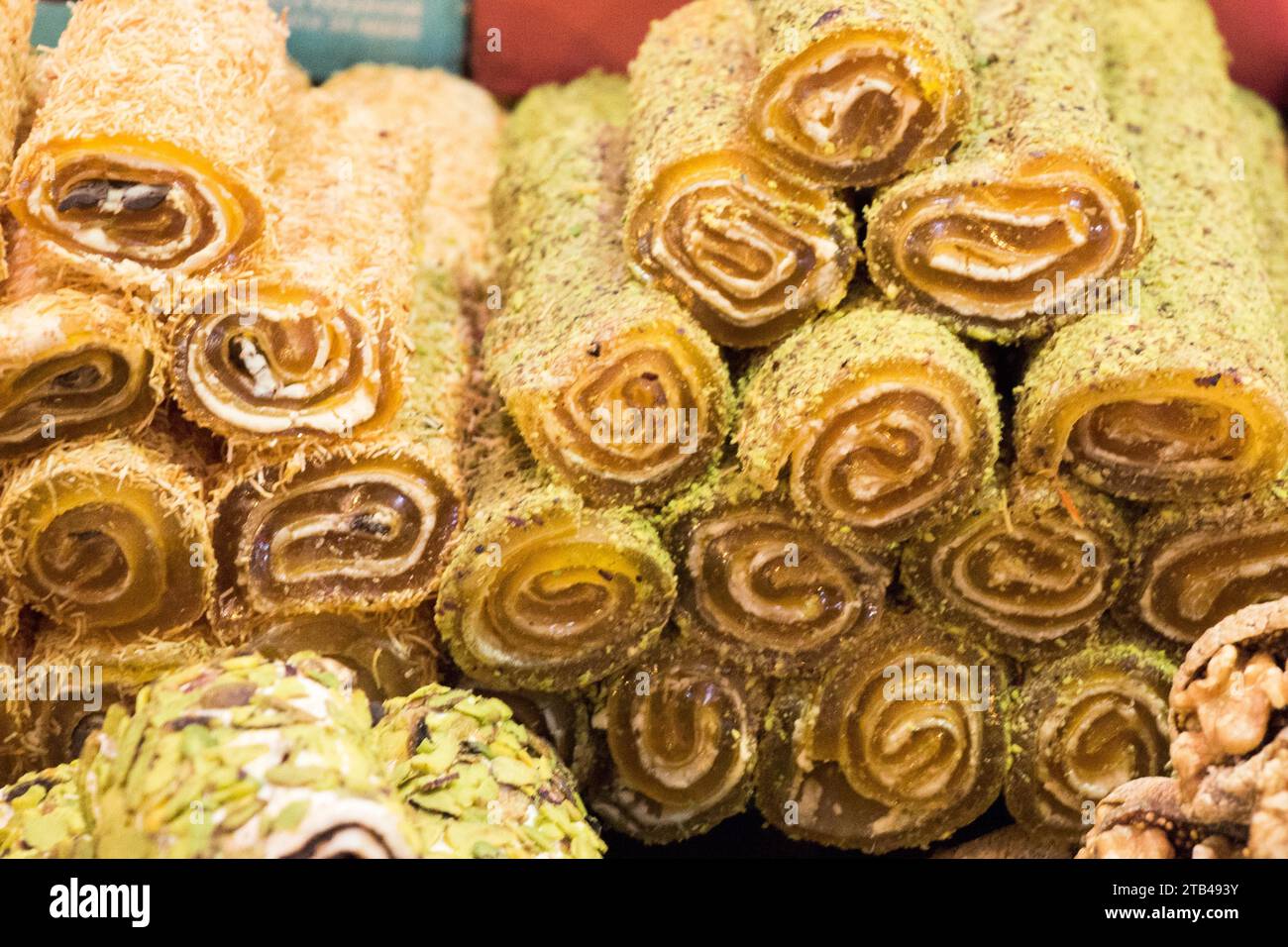 Load of traditional turkish delight rahat lokum Stock Photo - Alamy