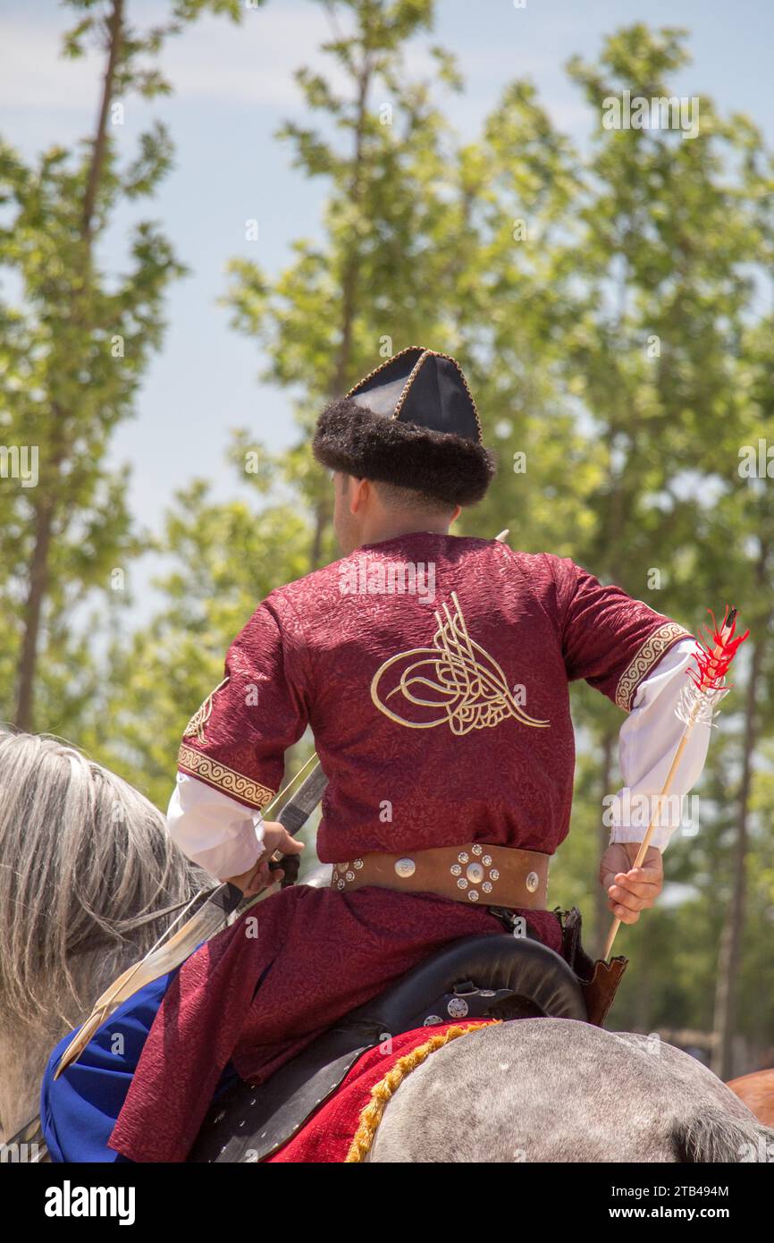 Turkish man and horseman ethnic clothes examples Stock Photo - Alamy