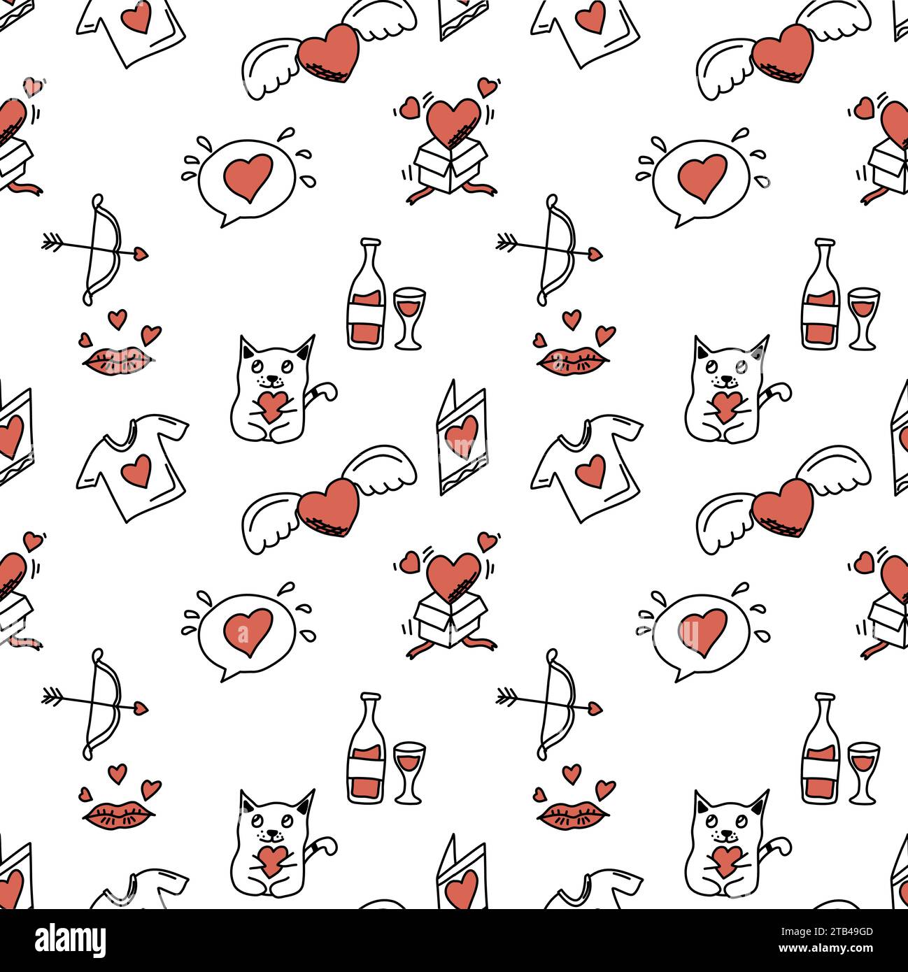 Vector illustration. Romantic doodle pattern for Valentines Day Stock ...