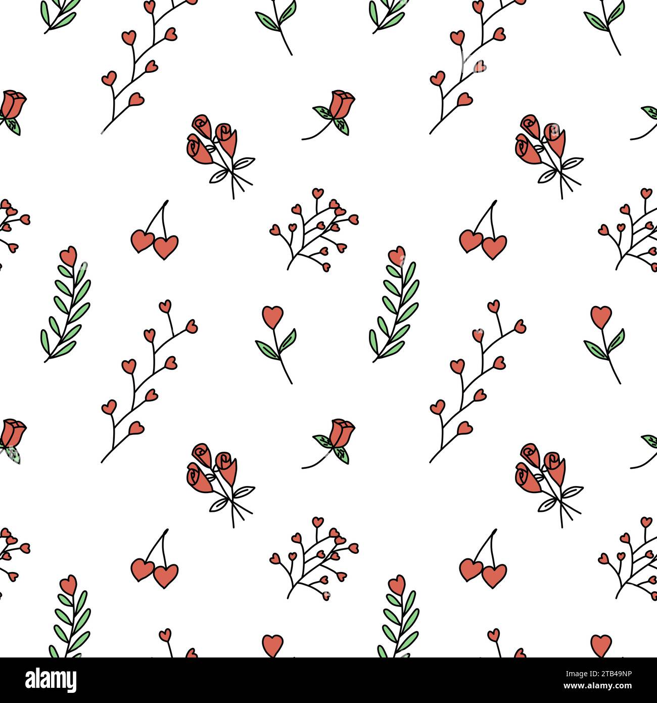 Vector illustration. Romantic doodle pattern for Valentines Day Stock ...