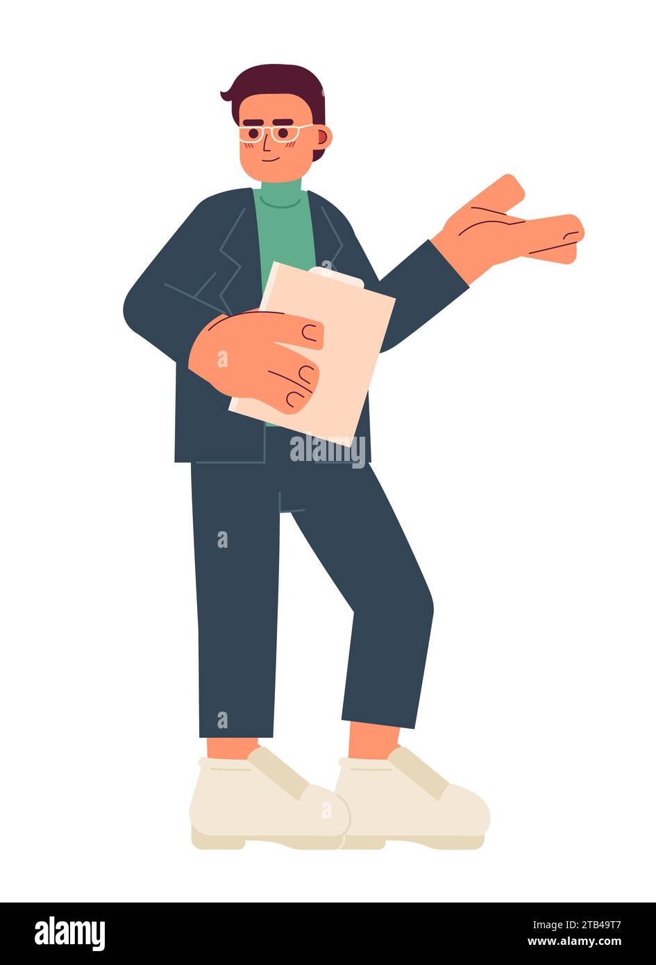 Glasses male lawyer business casual 2D cartoon character Stock Vector ...