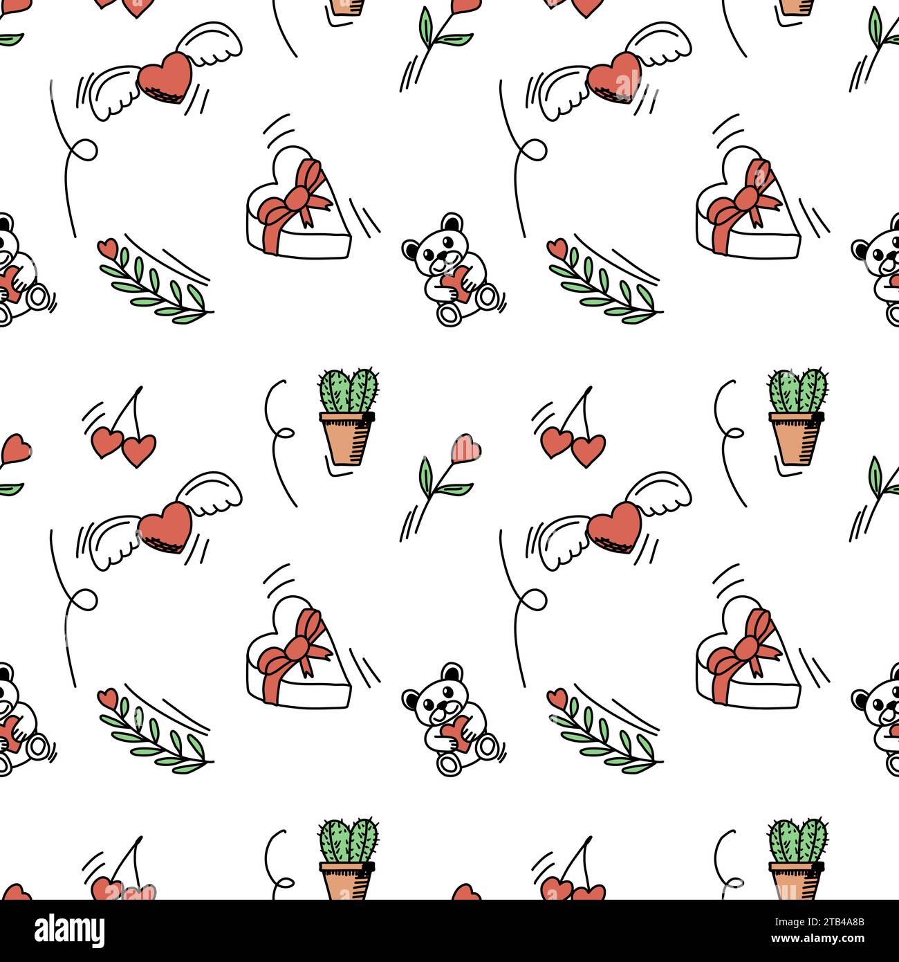 Vector illustration. Romantic doodle pattern for Valentines Day Stock ...