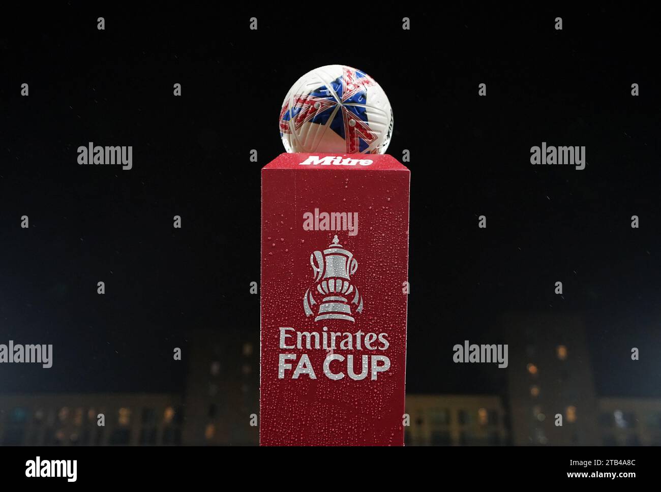 A view of the match ball on a plinth during the Emirates FA Cup, second ...