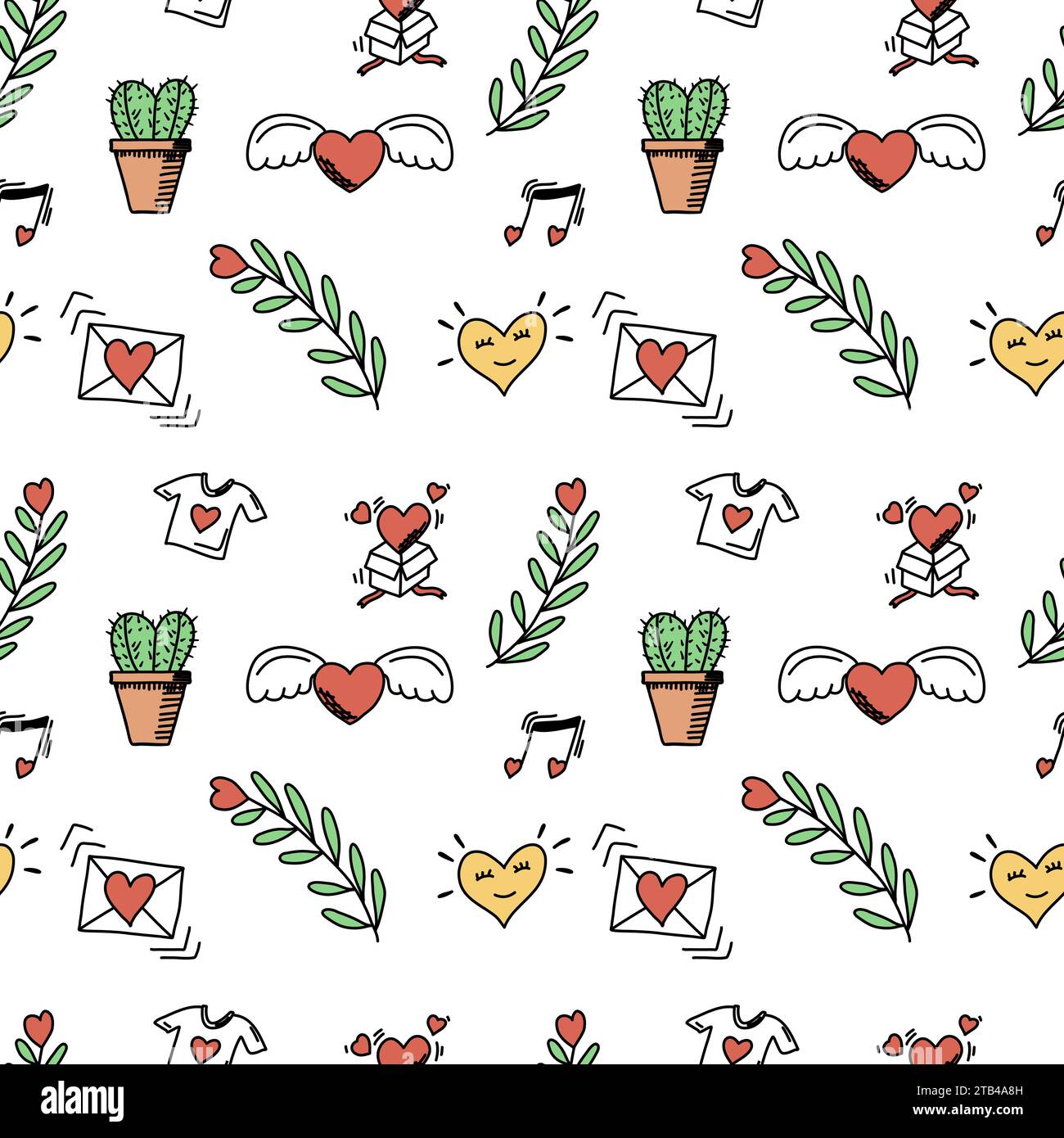 Vector illustration. Romantic doodle pattern for Valentines Day Stock ...