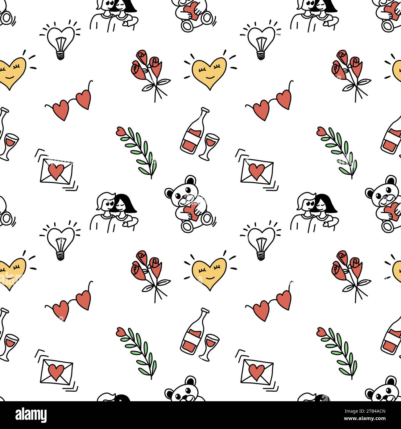 Vector illustration. Romantic doodle pattern for Valentines Day Stock ...