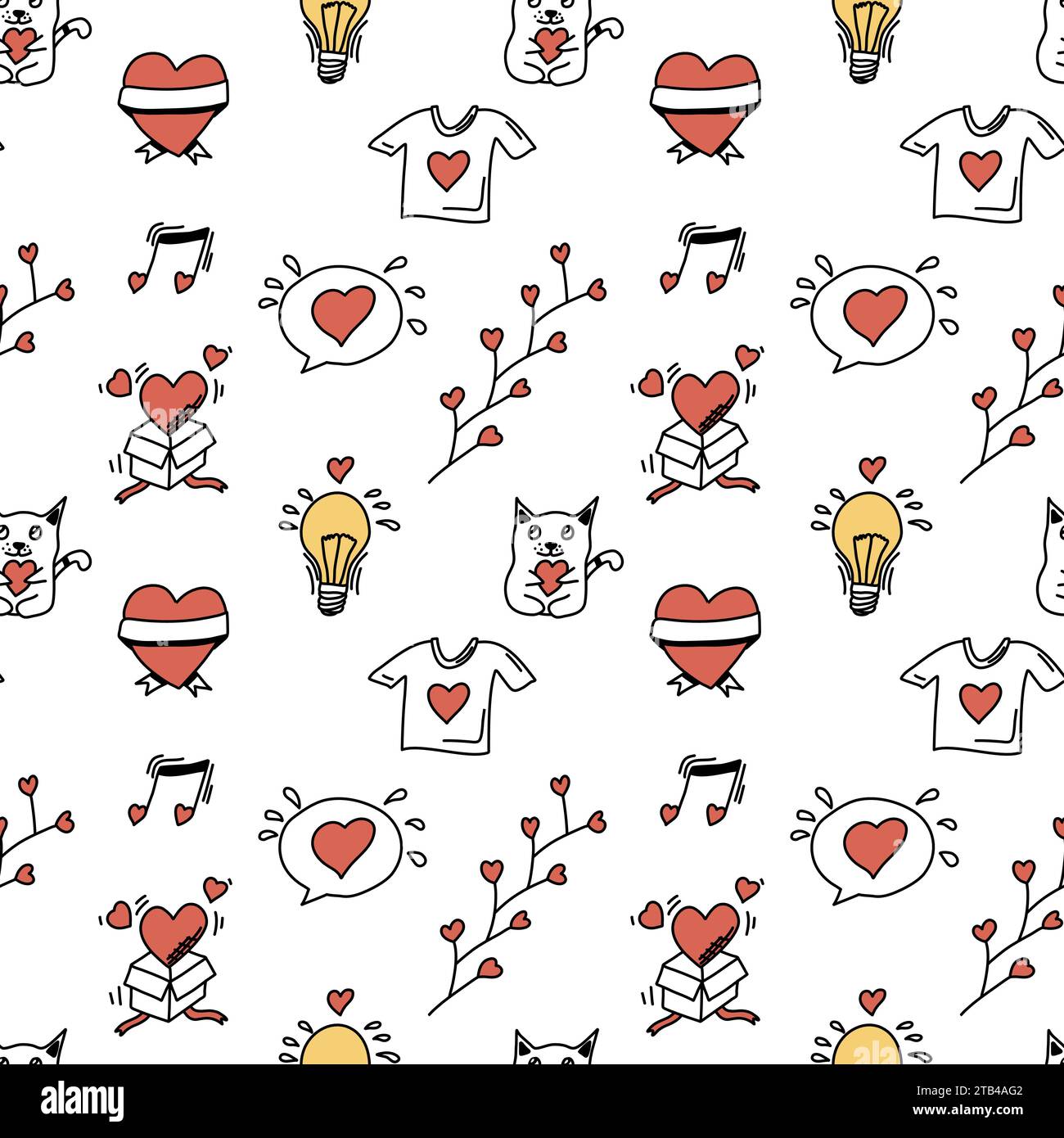 Vector illustration. Romantic doodle pattern for Valentines Day Stock ...