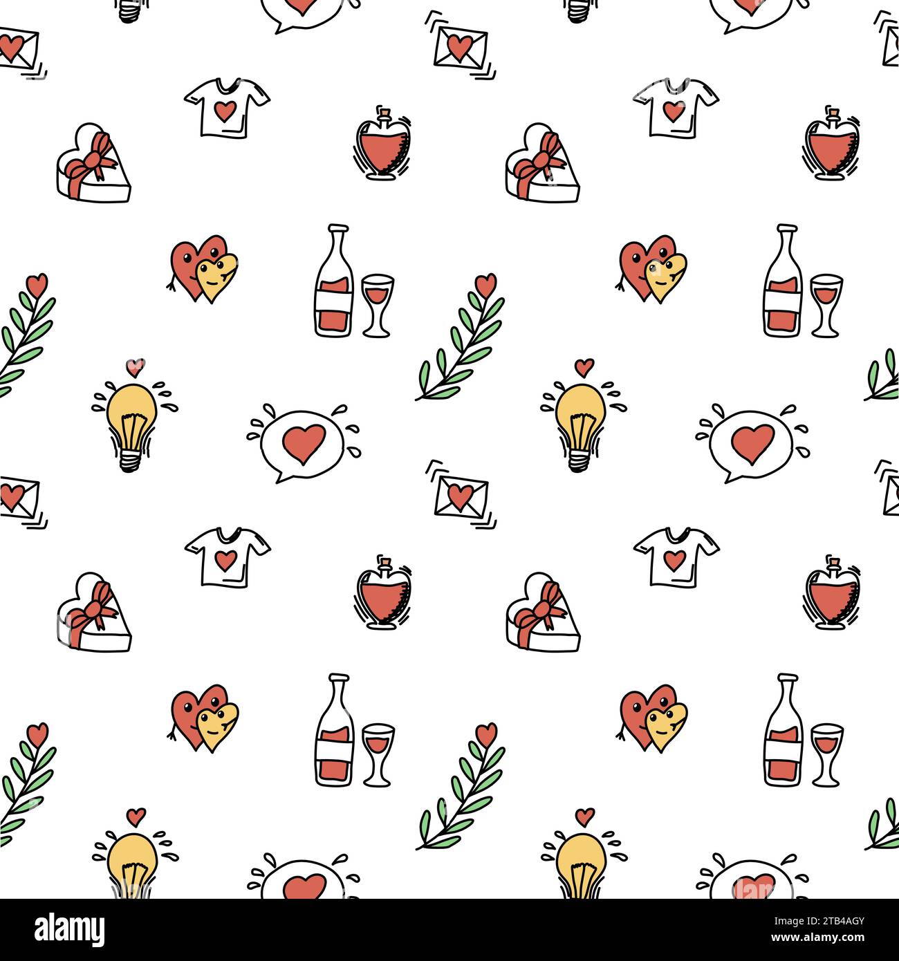 Vector illustration. Romantic doodle pattern for Valentines Day Stock ...