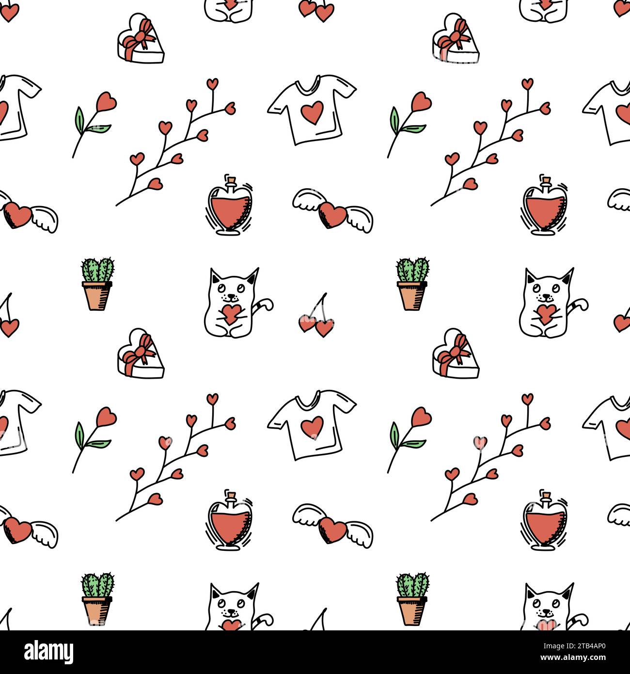 Vector illustration. Romantic doodle pattern for Valentines Day Stock ...