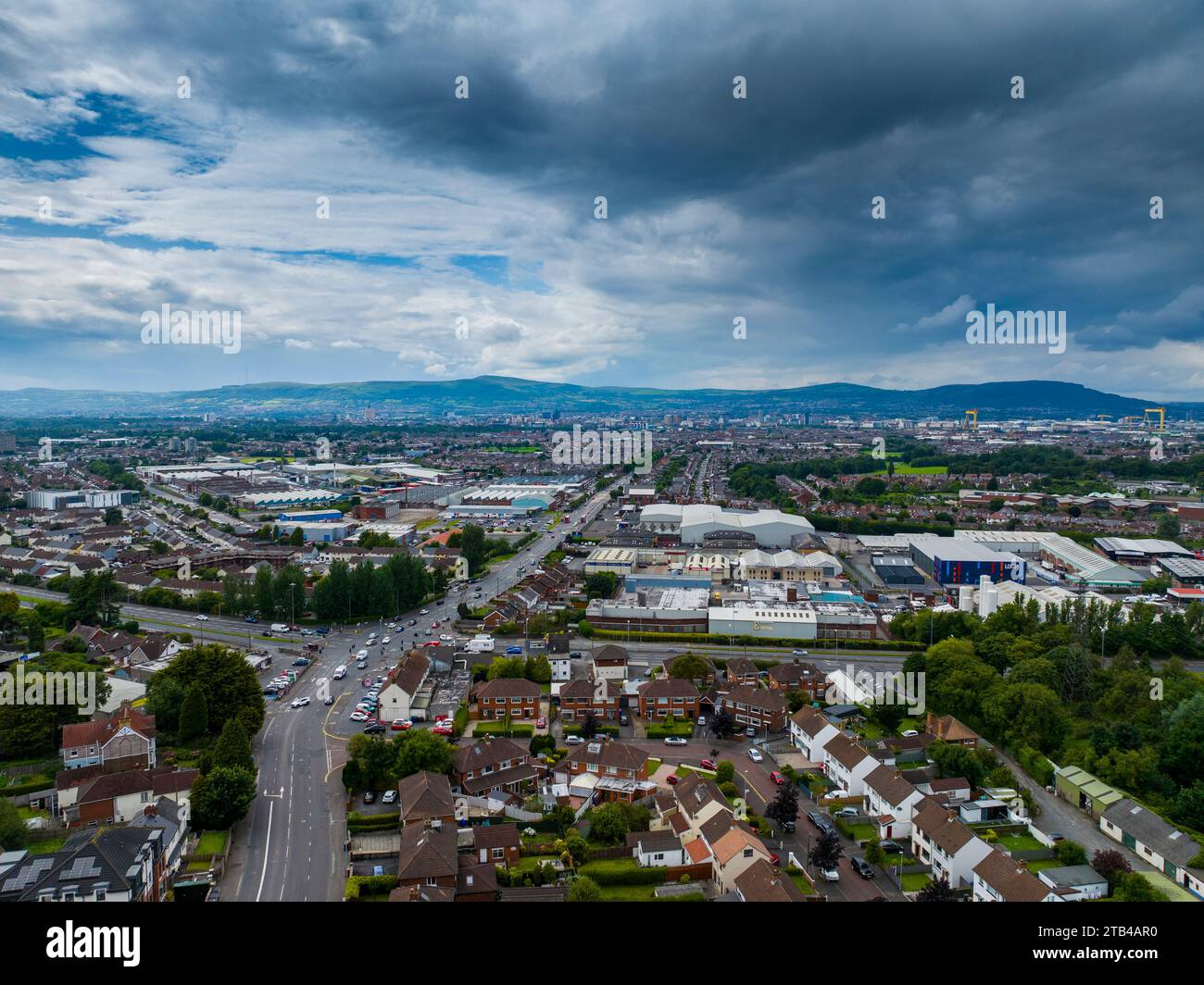 Belfast Aerial from top of Castlereagh Road, Northern Ireland Stock ...
