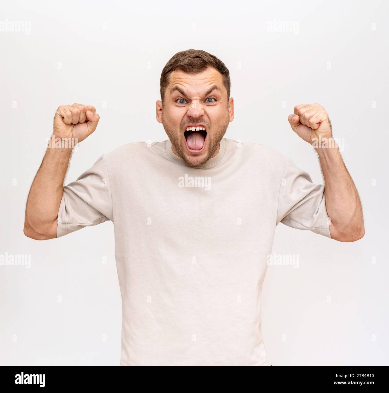 Male facial expression of winning the lottery. Man screaming and ...