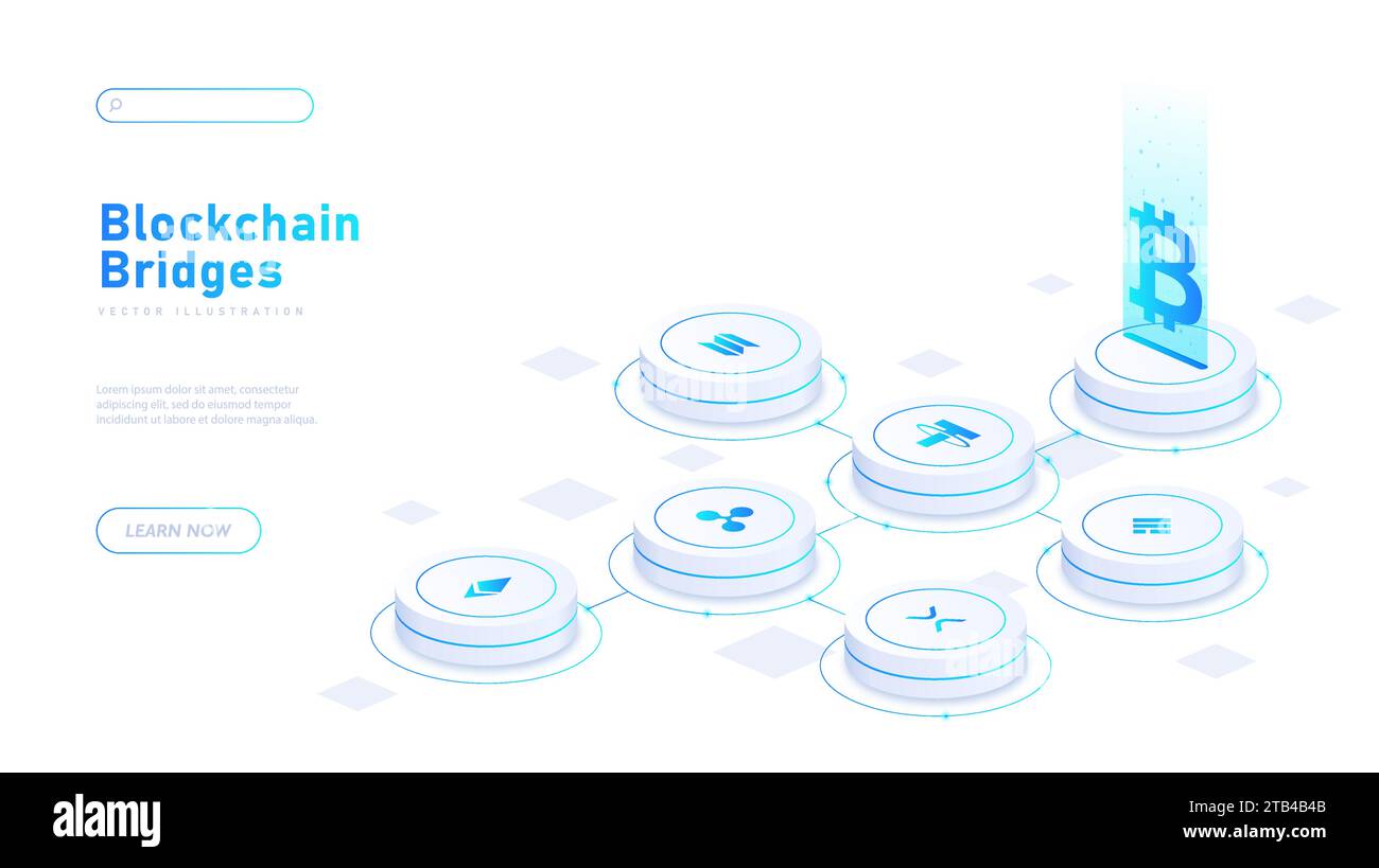 Blockchain bridges white poster vector Stock Vector Image & Art - Alamy