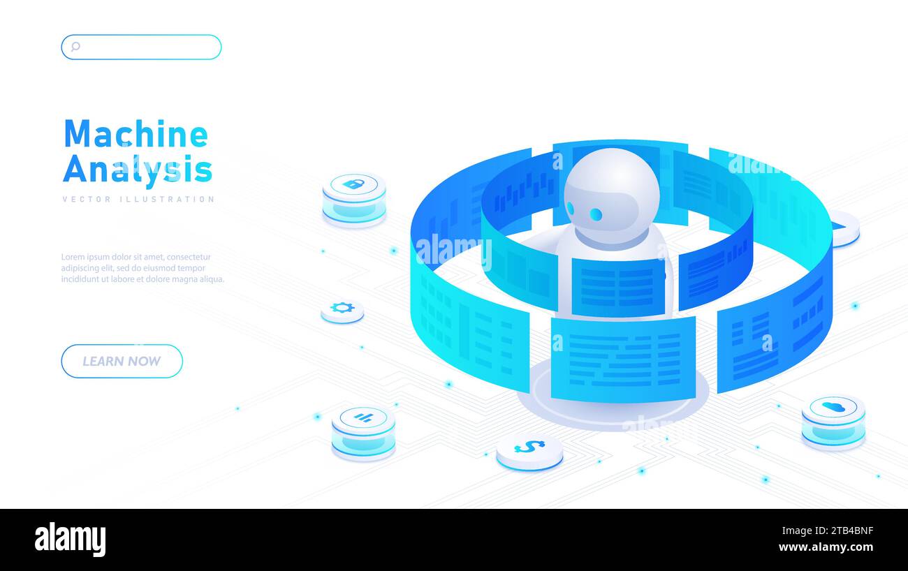 Machine Analysis White Poster Vector Stock Vector Image And Art Alamy