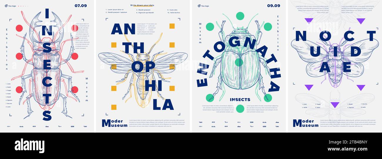Modern insects posters vector set Stock Vector Image & Art - Alamy