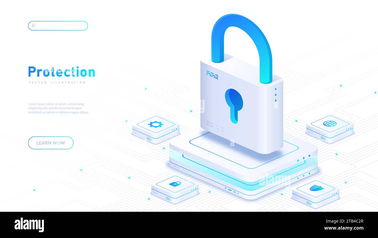 Protection of data white poster vector Stock Vector Image & Art - Alamy
