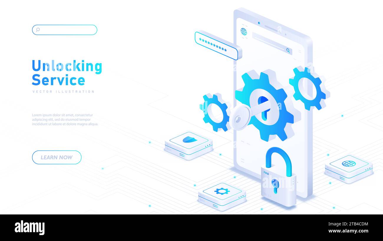 Unlocking service white poster vector Stock Vector Image & Art - Alamy