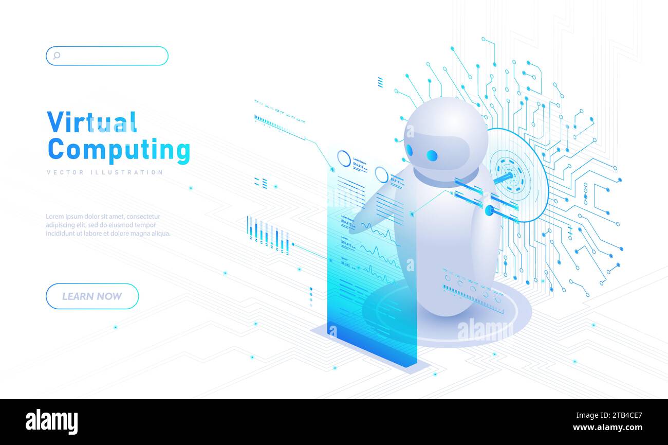 Virtual computing white poster vector Stock Vector Image & Art - Alamy