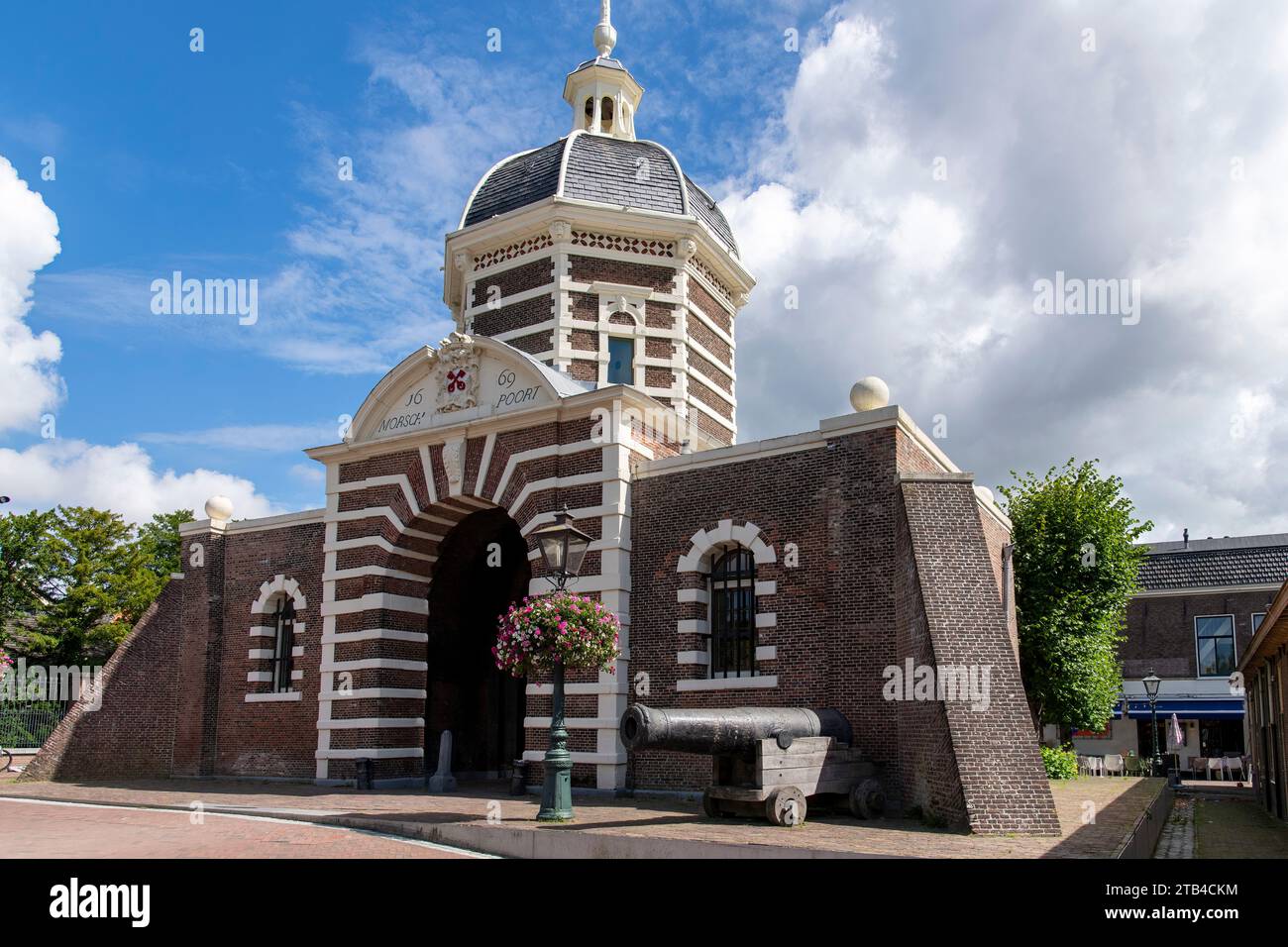 Stone gate Morspoort in city center of Leiden, the Netherlands with ...