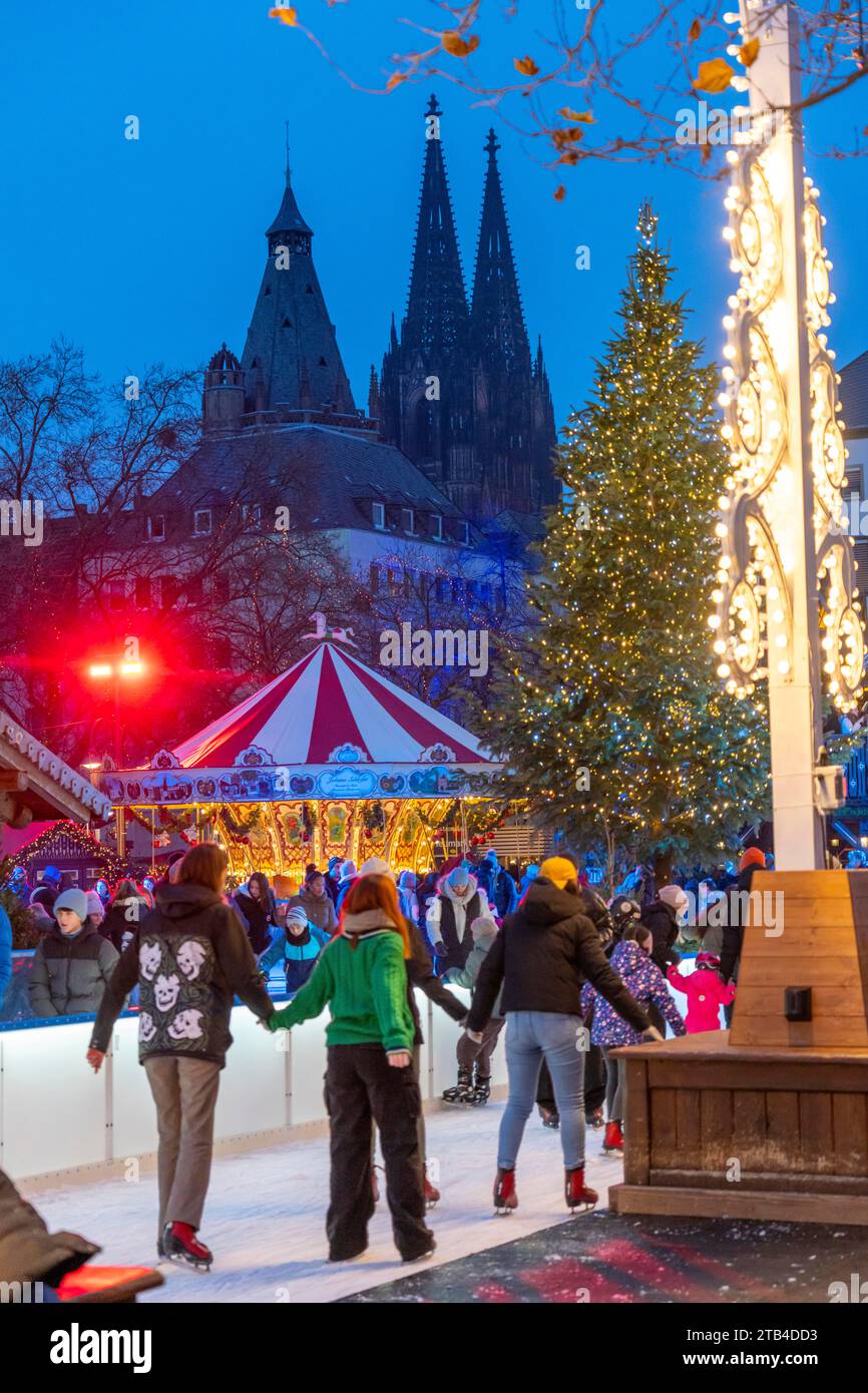 Ice skating rink at the Christmas market on Heumarkt in the old town of ...