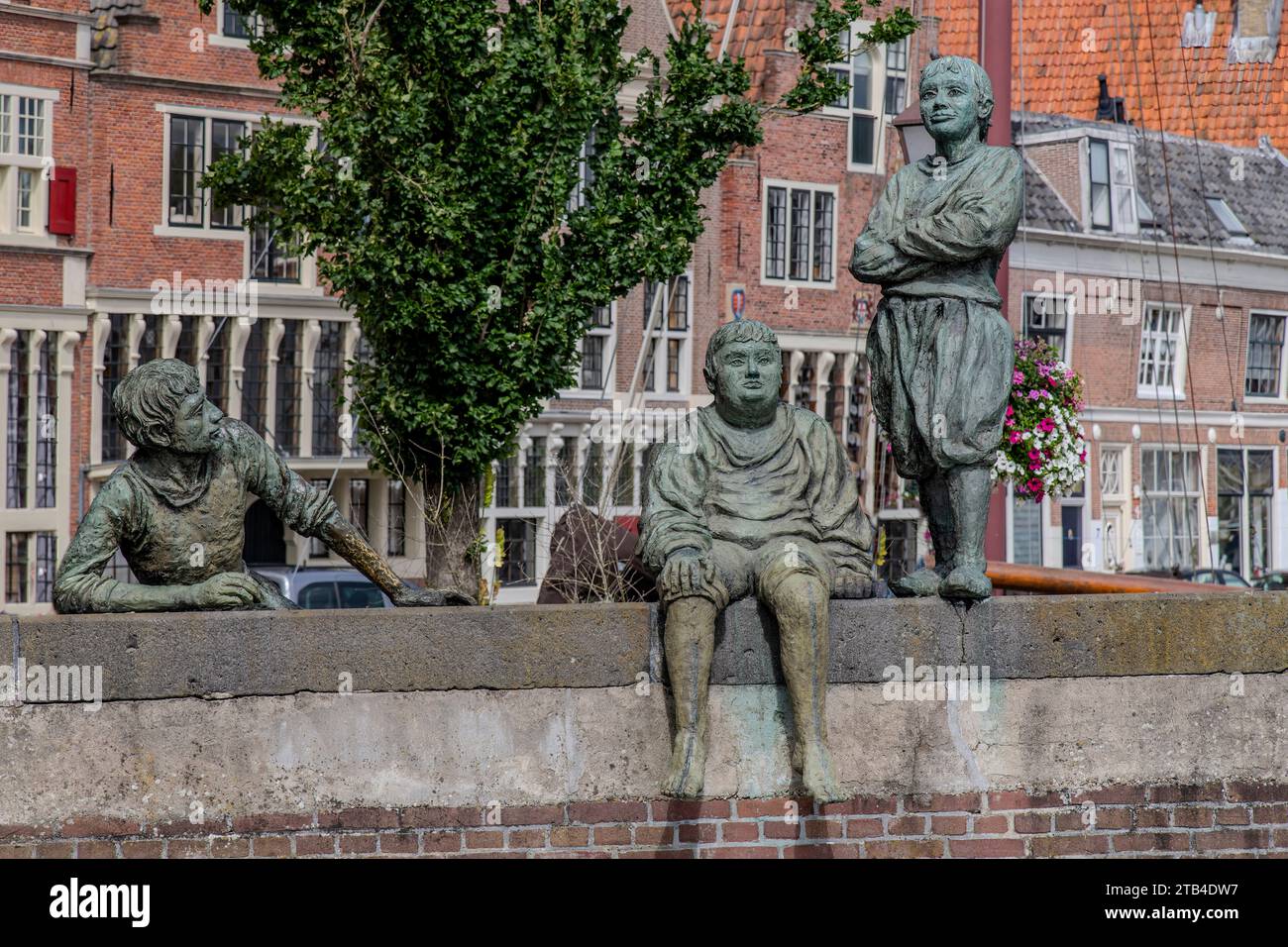 Hoorn, The Netherlands-August 9, 2023; Statue of three boys De ...