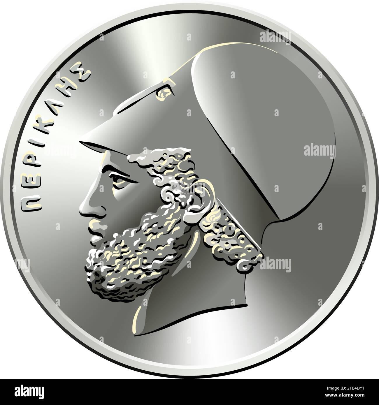 vector Greek money, obverse of 20 drachmas coin with Pericles profile ...