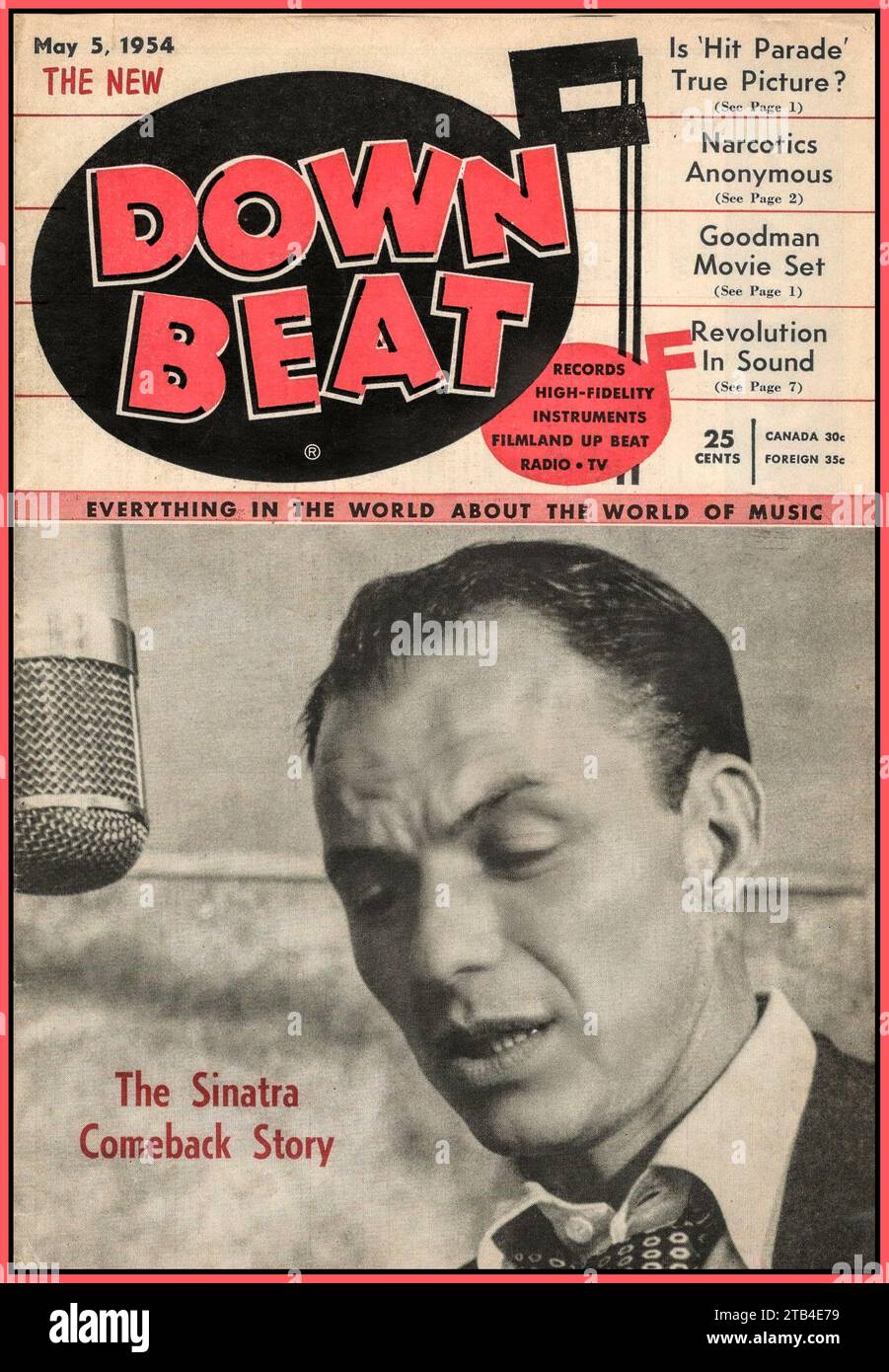 FRANK SINATRA 1954 Front Cover 'Down Beat'. Music Magazine. The Sinatra ...