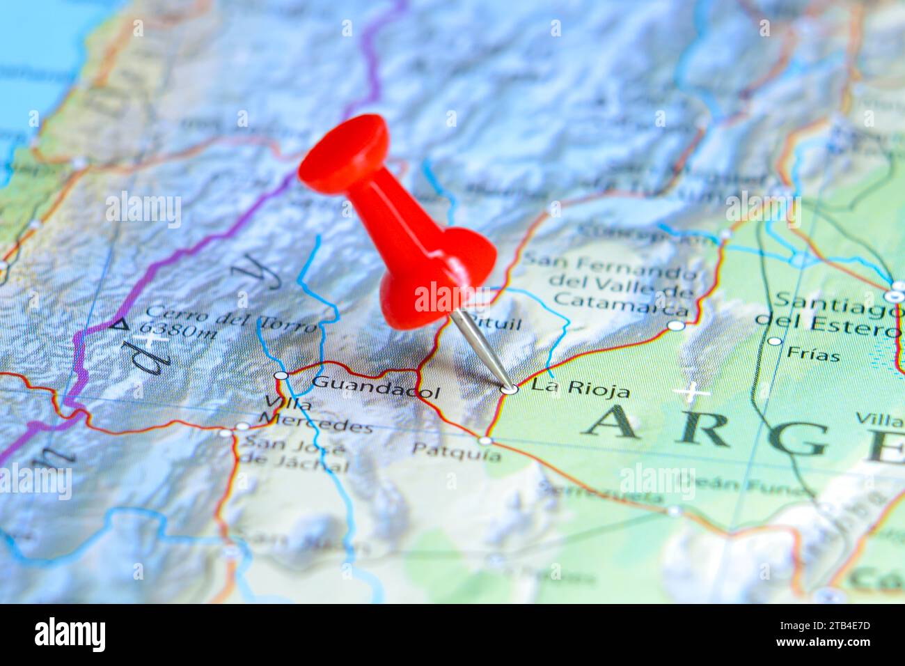 La Rioja, Argentina pin on map Stock Photo - Alamy