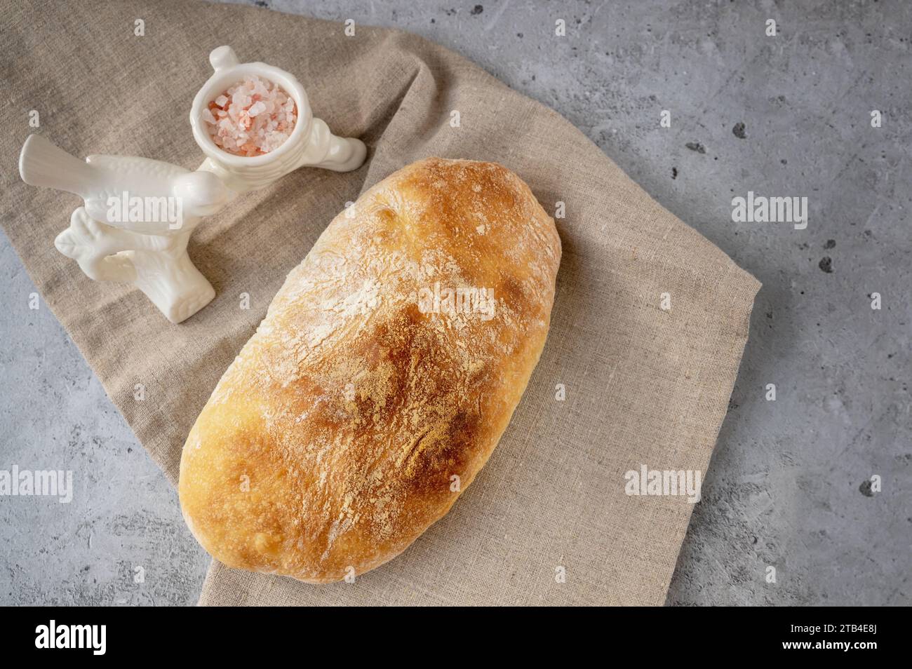 Homemade ciabatta, Homemade bread on a metal baking tray. Homemade ...